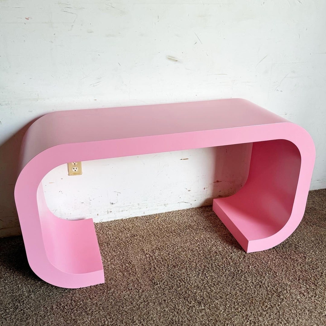 Post Modern Pink Scroll Console Table, Karl Springer Style - Etsy