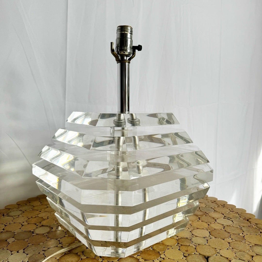 Postmodern Chunky Stacked Lucite Table Lamp - Etsy