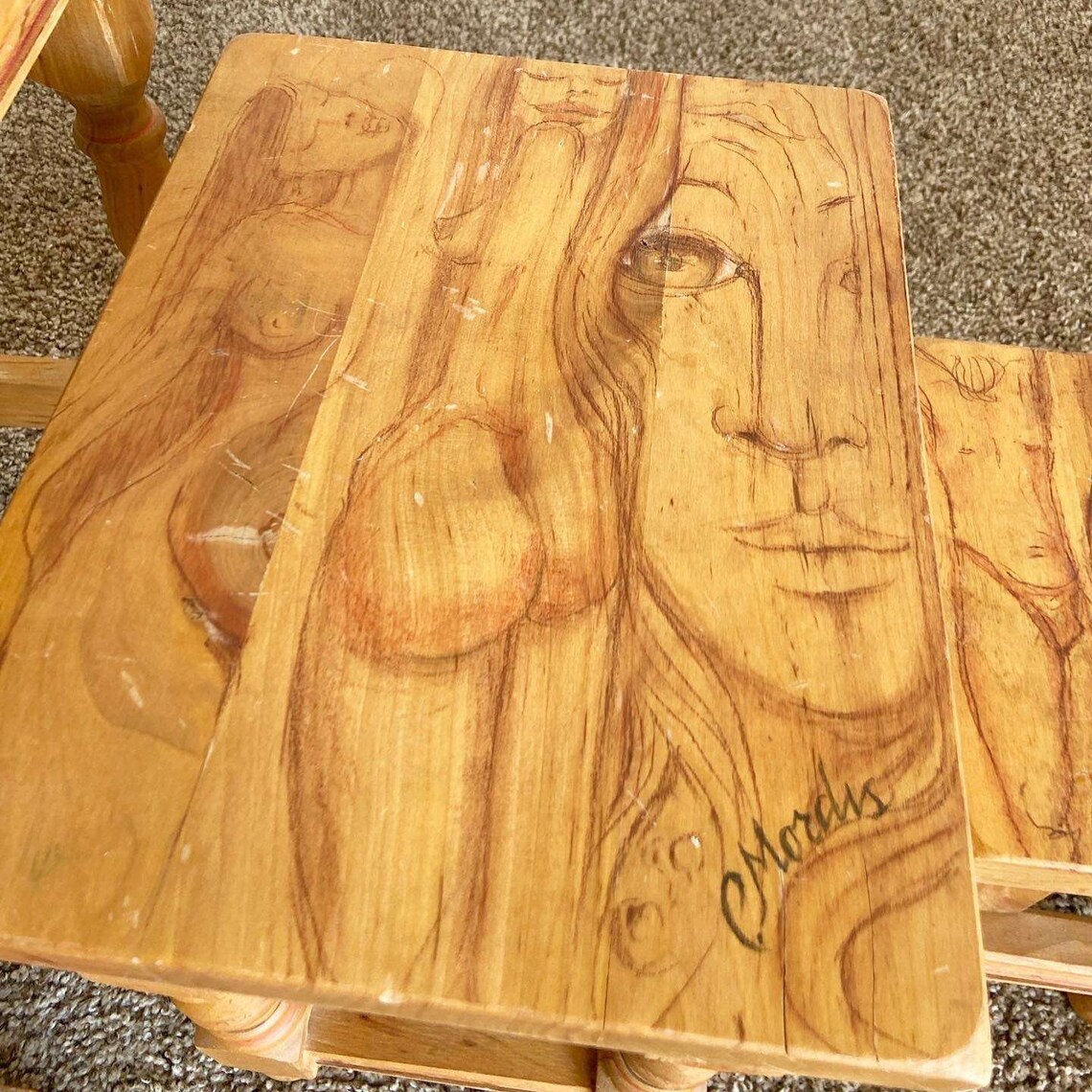 Vintage Wooden Hand Drawn Female Body Form Nesting Tables Set of 4 - Etsy