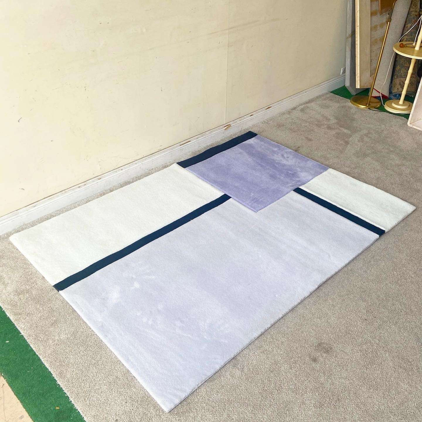 Postmodern Purple, Lavender Black and White Rectangular Area Rug - Etsy