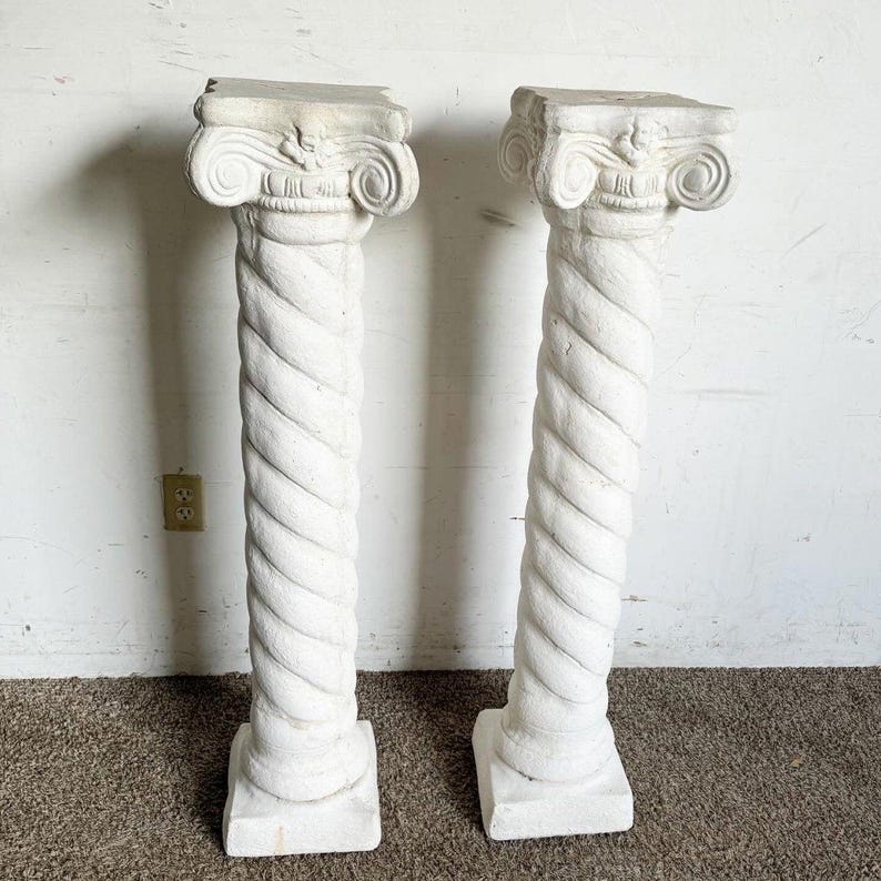 Regency White Plaster Columns Pedestals - a Pair - Etsy