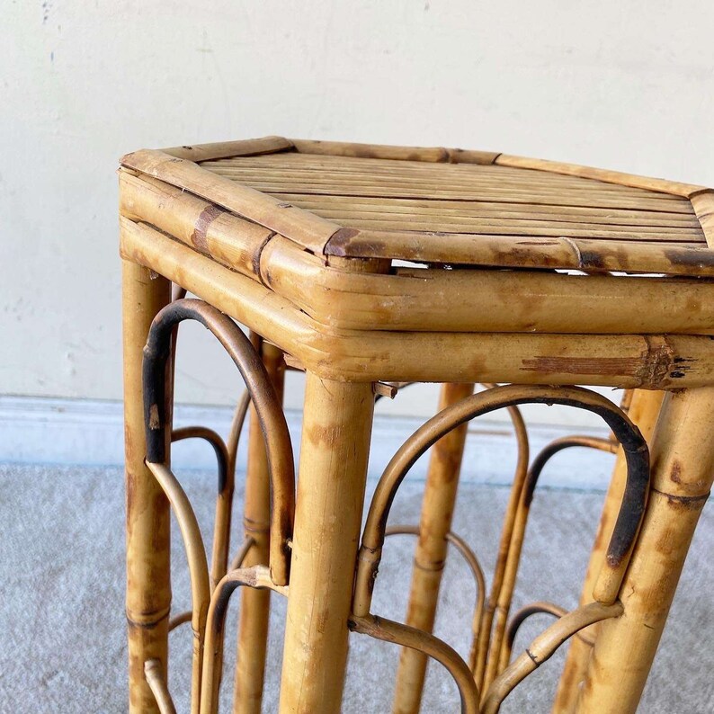 Boho Chic Hexagonal Tortoise Shell Bamboo Nesting Pedestals - Etsy