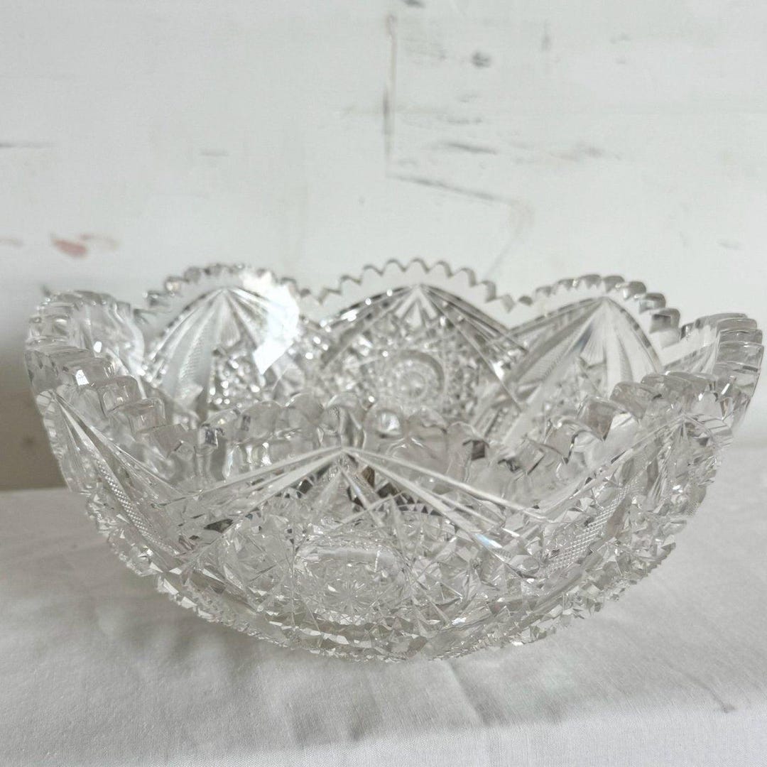 Vintage Cut Crystal Sawtooth Edge Bowl - Etsy