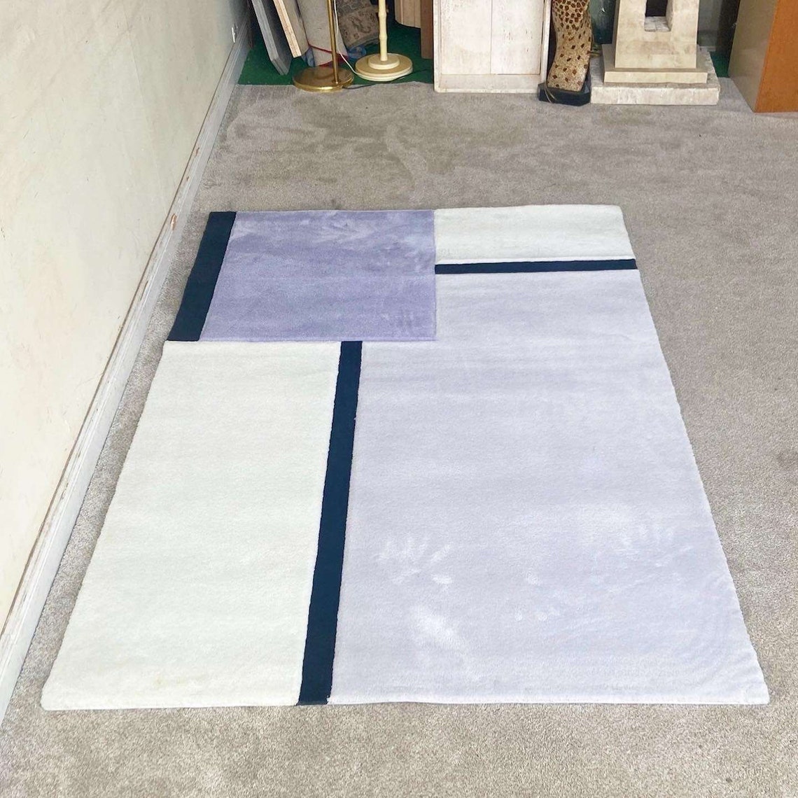 Postmodern Purple, Lavender Black and White Rectangular Area Rug - Etsy