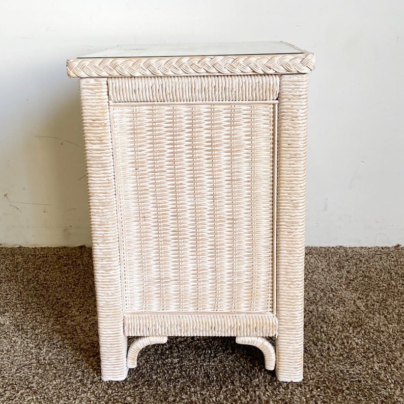 Boho Chic Lexington Wicker Rattan Glass Top Commode/nightstand by Henry ...