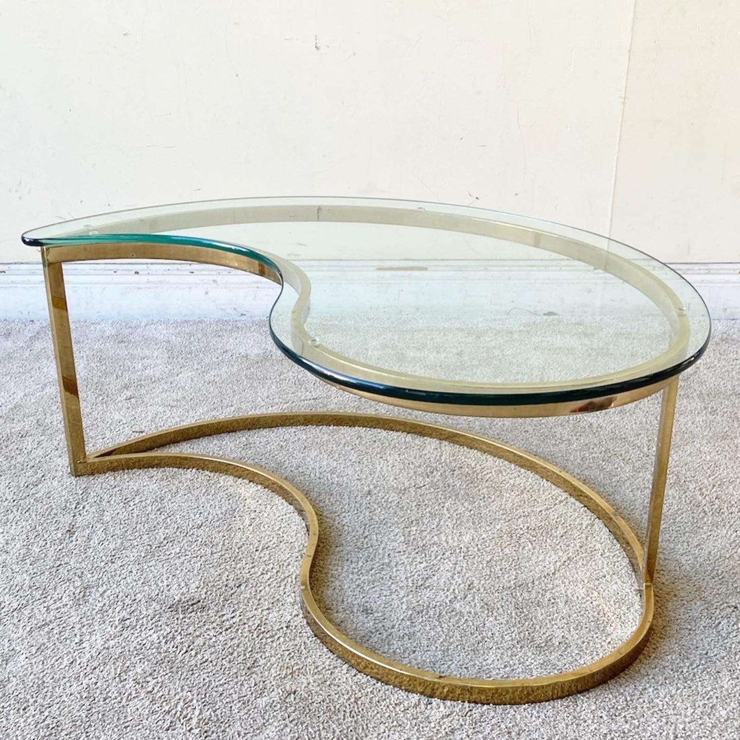 Mid Century Modern Glass Top Teardrop Coffee Table - Etsy