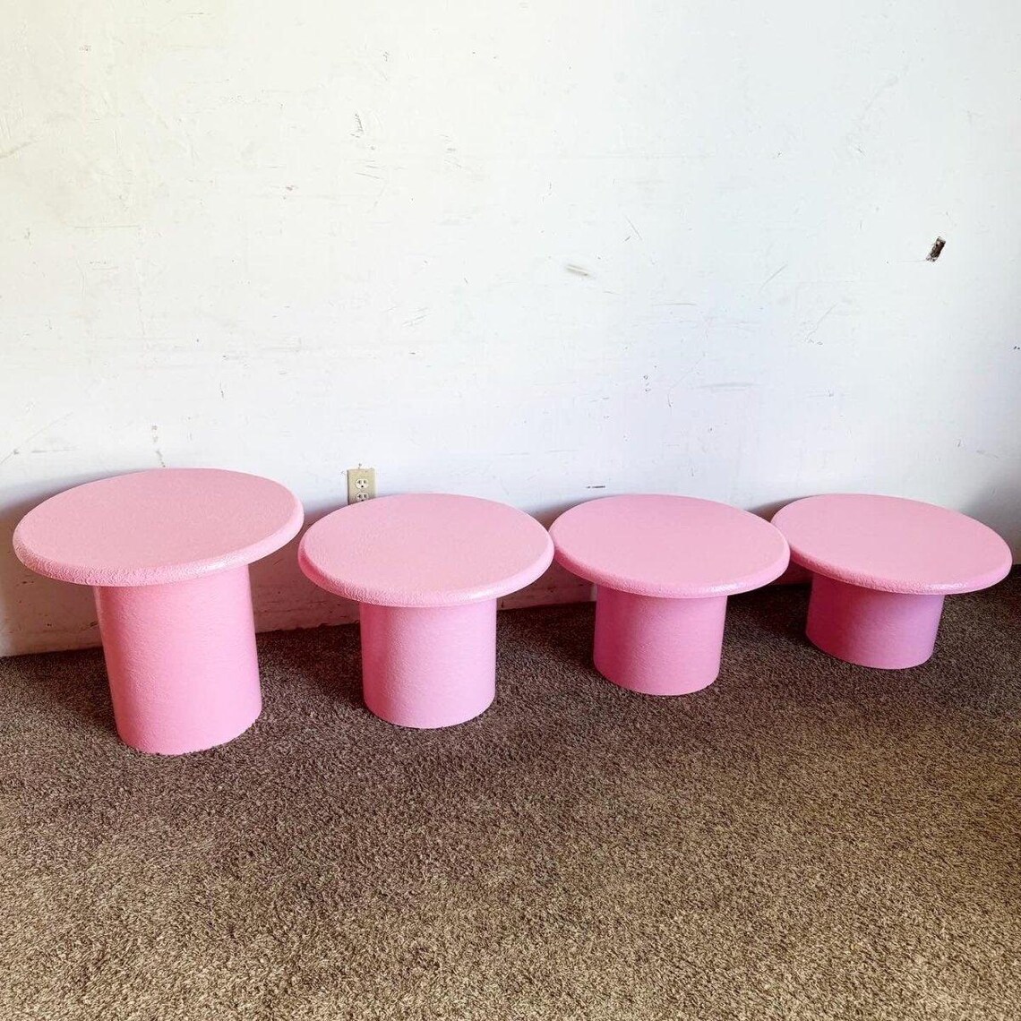 Postmodern Pink Textures Circular Mushroom Nesting Tables - Set of 4 - Etsy