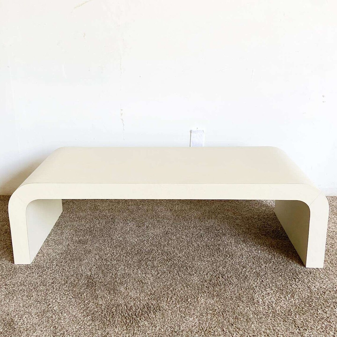 Postmodern Cream Textured Laminate Waterfall Coffee Table - Etsy