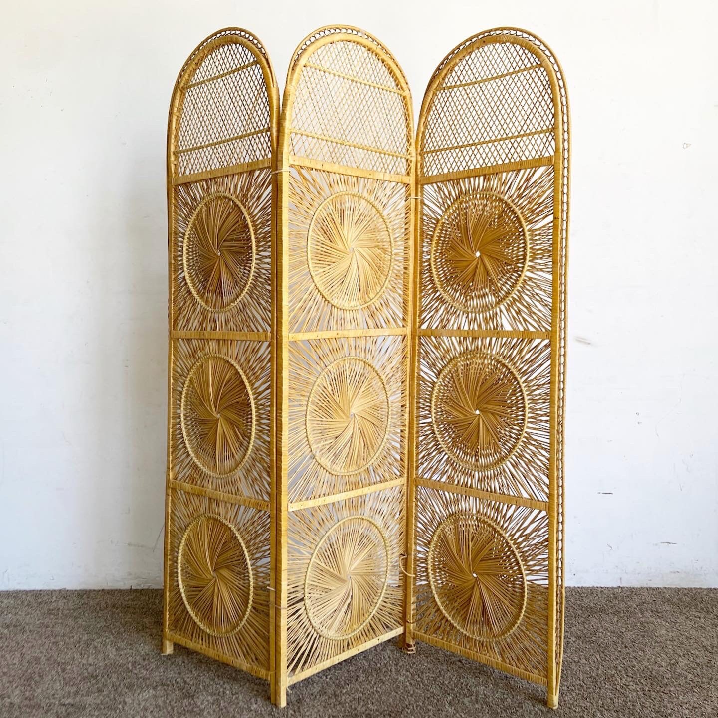 Boho Chic Starburst Wicker Rattan Room Divider/screen 3 - Etsy