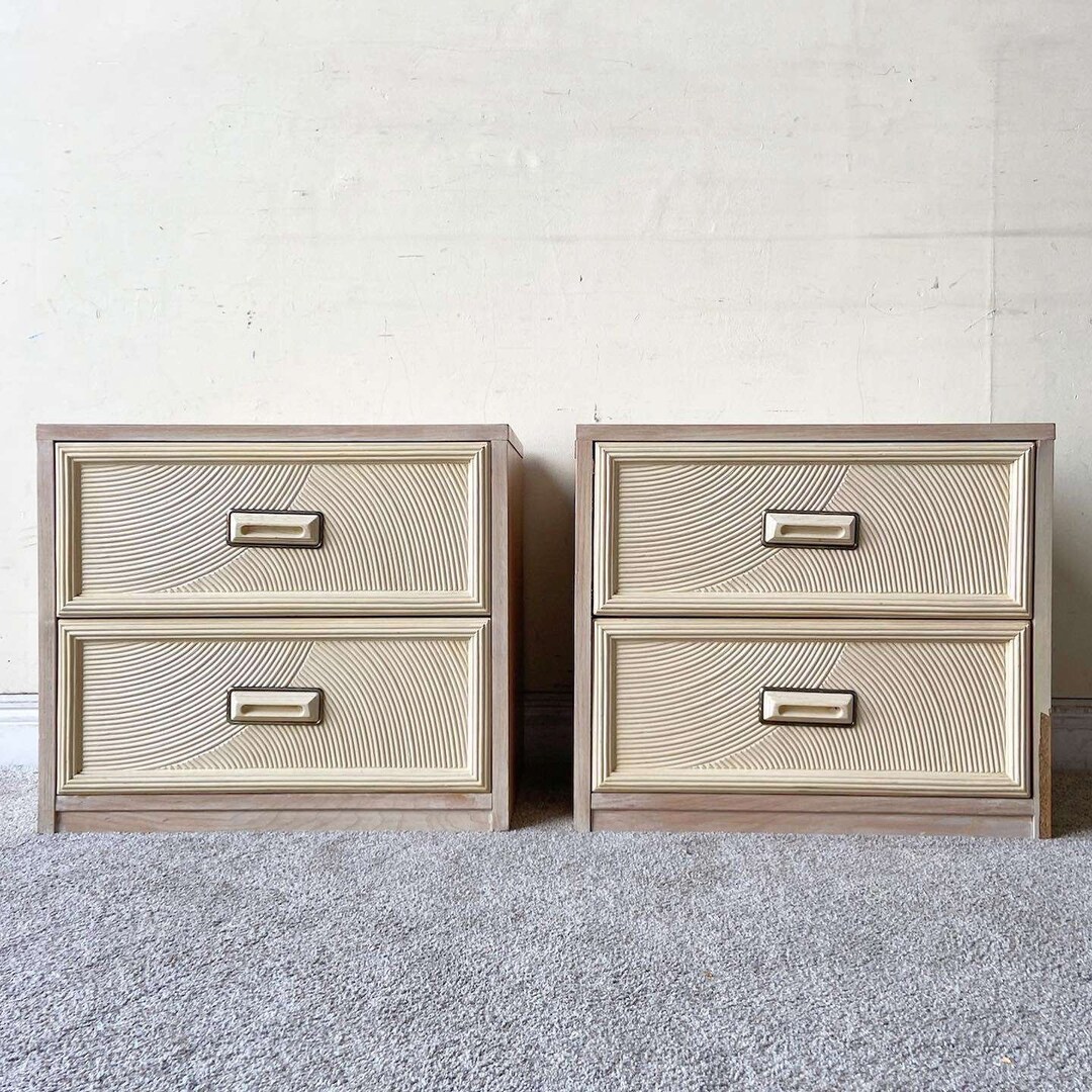 Postmodern Lexington Pencil Reed Nightstands by Henry Link a Pair - Etsy