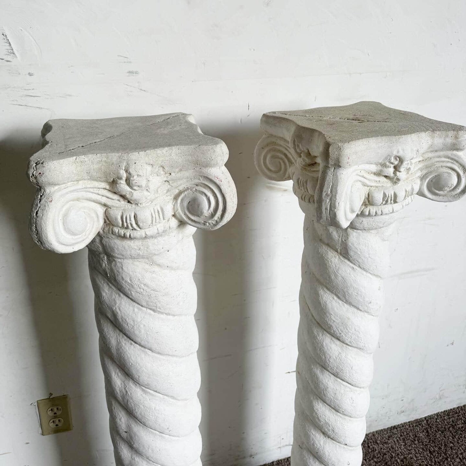 Regency White Plaster Columns Pedestals - a Pair - Etsy