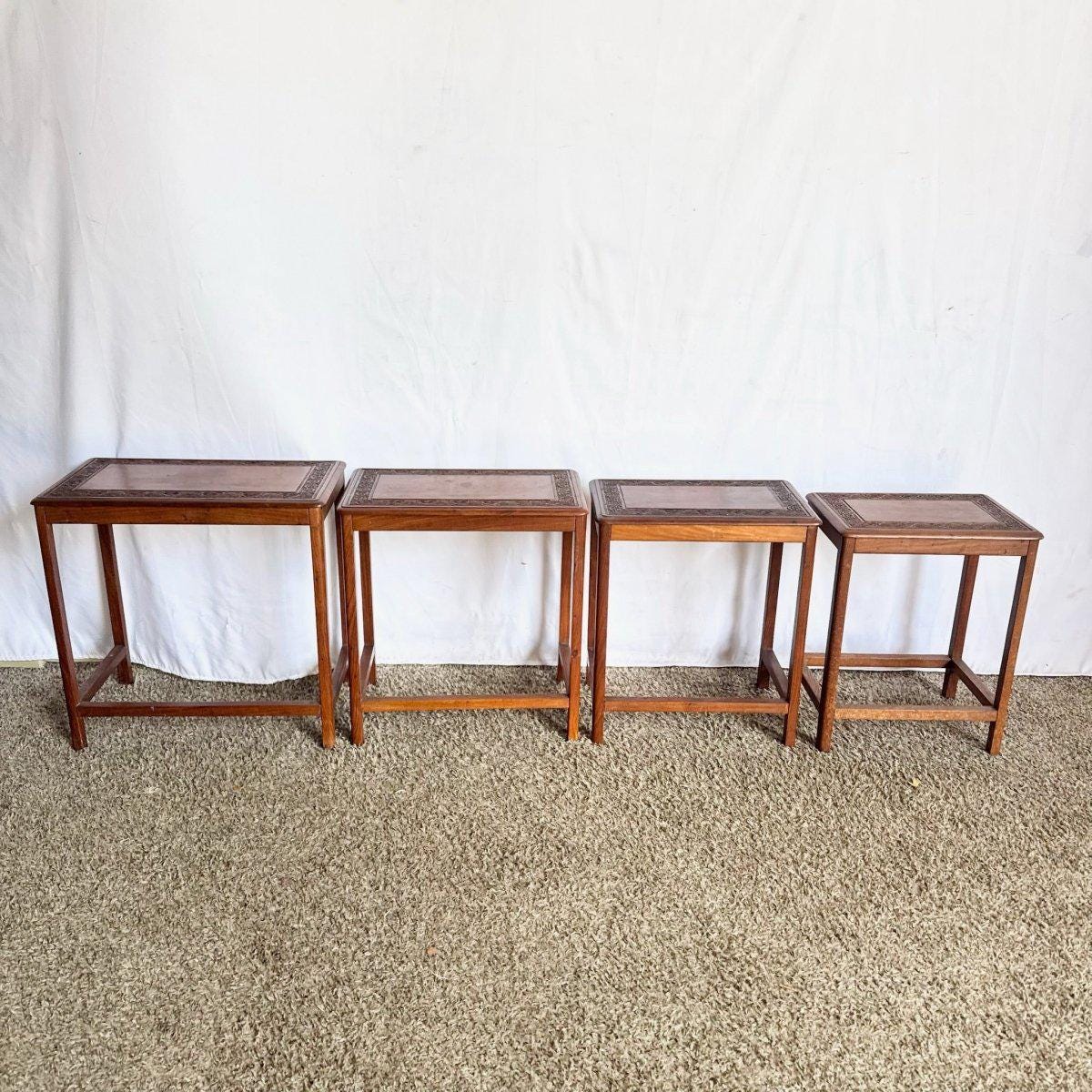 Vintage Indian Carved Hardwood Nesting Tables - Set of 4 - Etsy