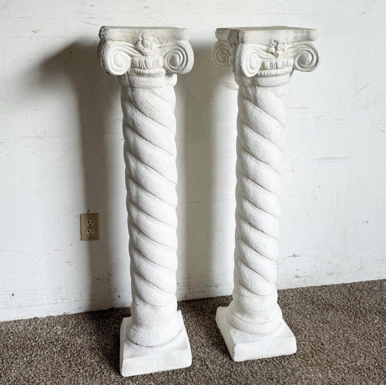Regency White Plaster Columns Pedestals - a Pair - Etsy