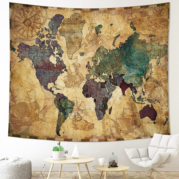 Old World Map Fabric - Etsy