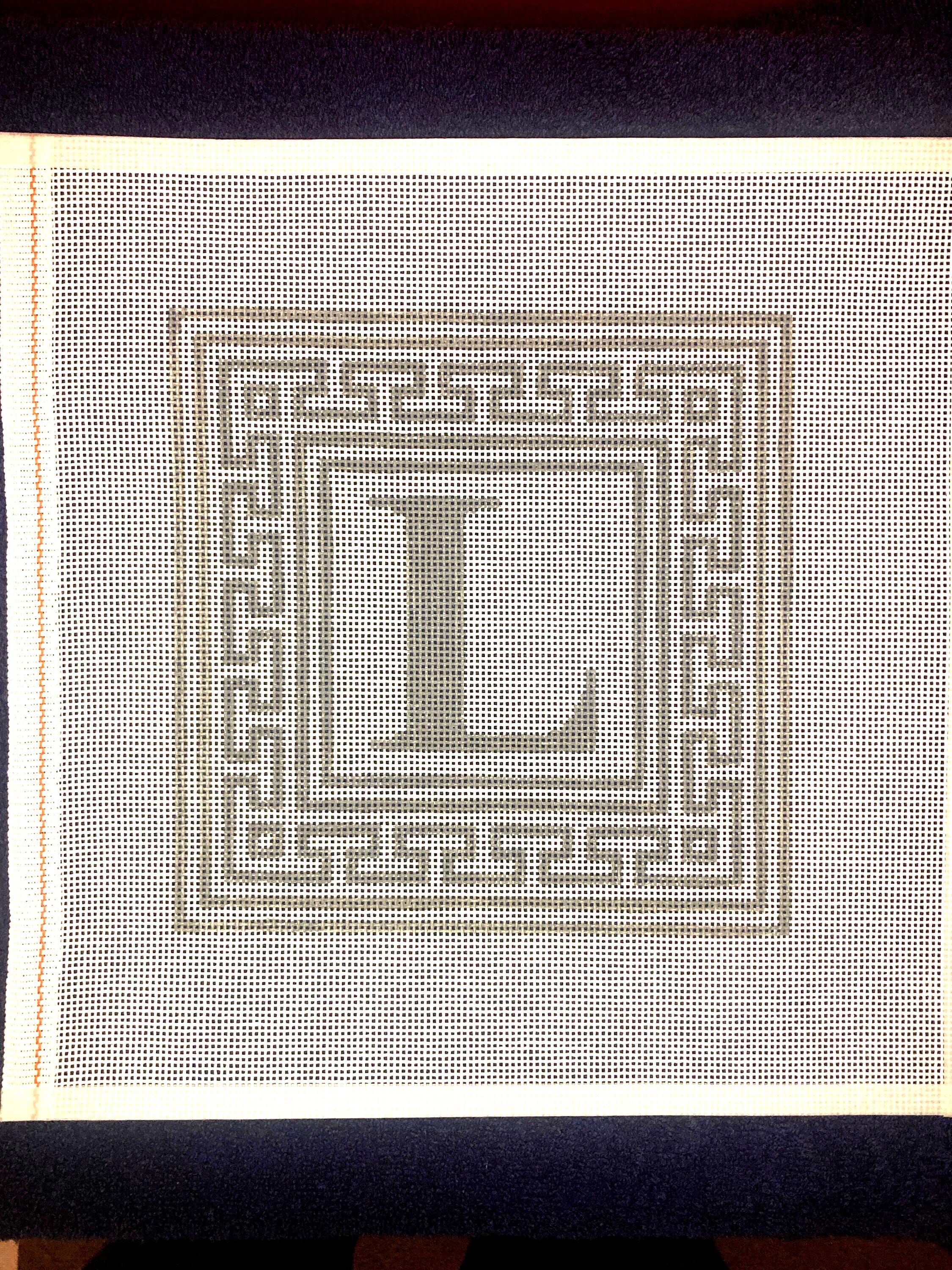 Customizable 8" X 8" Handpainted Needlepoint Canvas, Initial Monogram ...