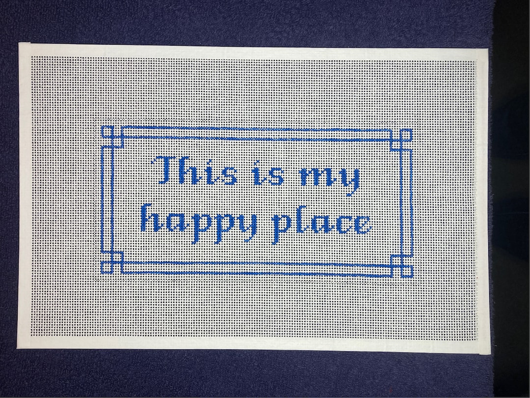 5" X 10" Handpainted Needlepoint Canvas, This is My Happy Place Pillow ...
