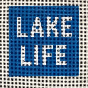 4" Handpainted Needlepoint Canvas, Lake Life Square Ornament - Etsy