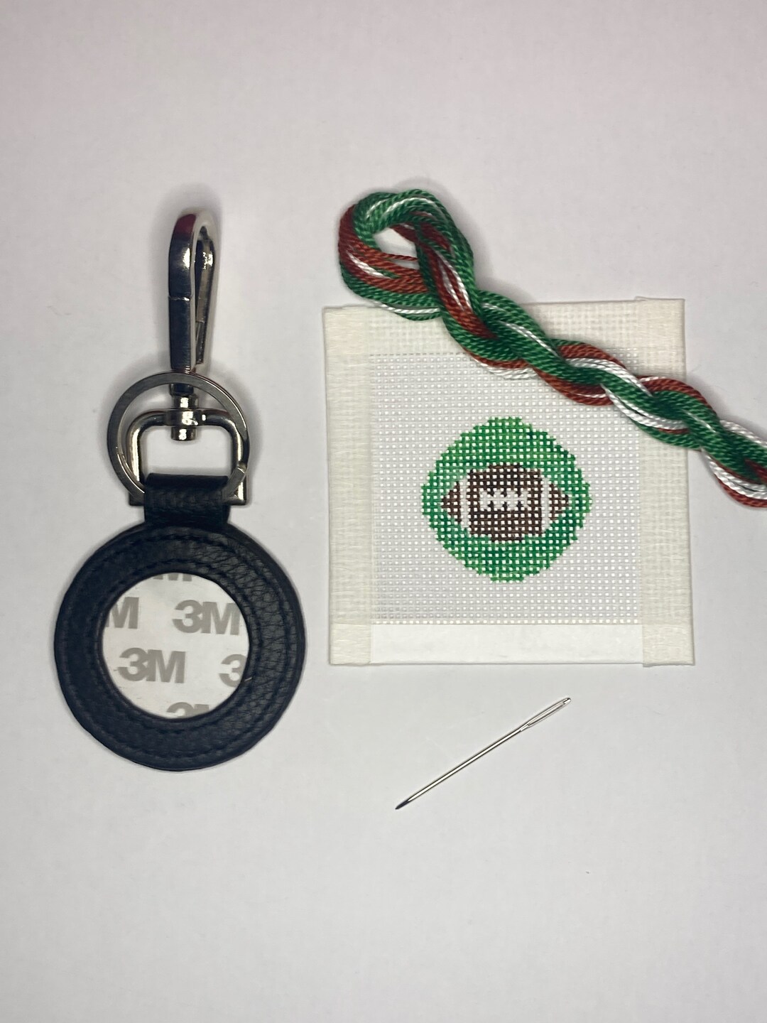 DIY Kit: Handpainted Needlepoint Key Fob Canvas With Leather Fob ...