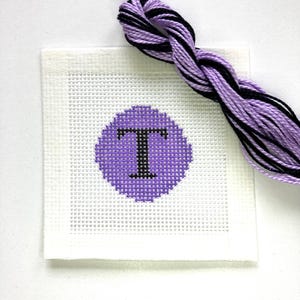DIY Kit: Handpainted Needlepoint Initial Key Fob Canvas With Leather ...