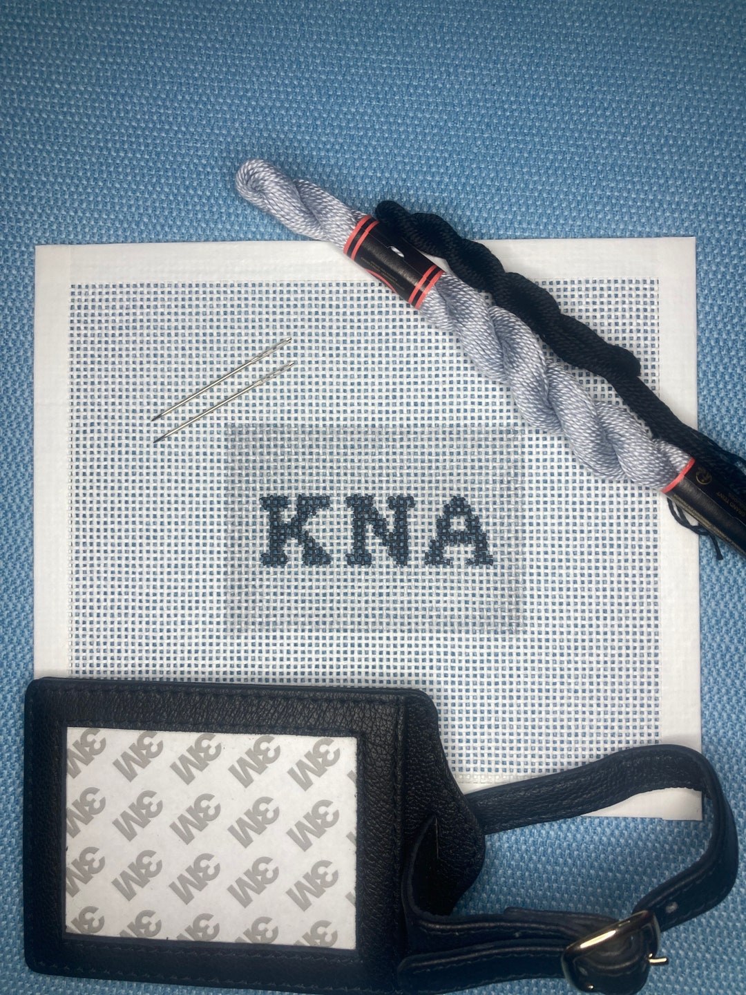 DIY Kit: Handpainted Needlepoint Canvas With Leather Luggage Tag ...