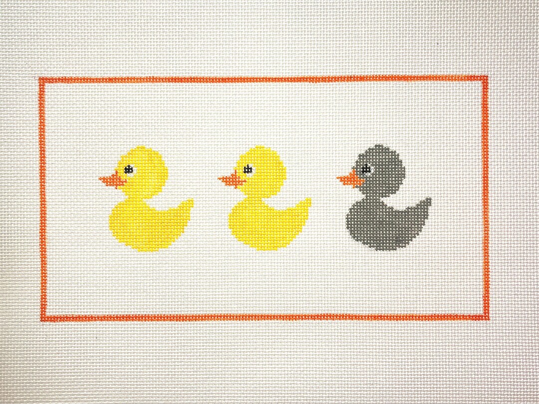 6" X 11" Handpainted Needlepoint Canvas, Duck Duck Gray Duck Pillow or ...