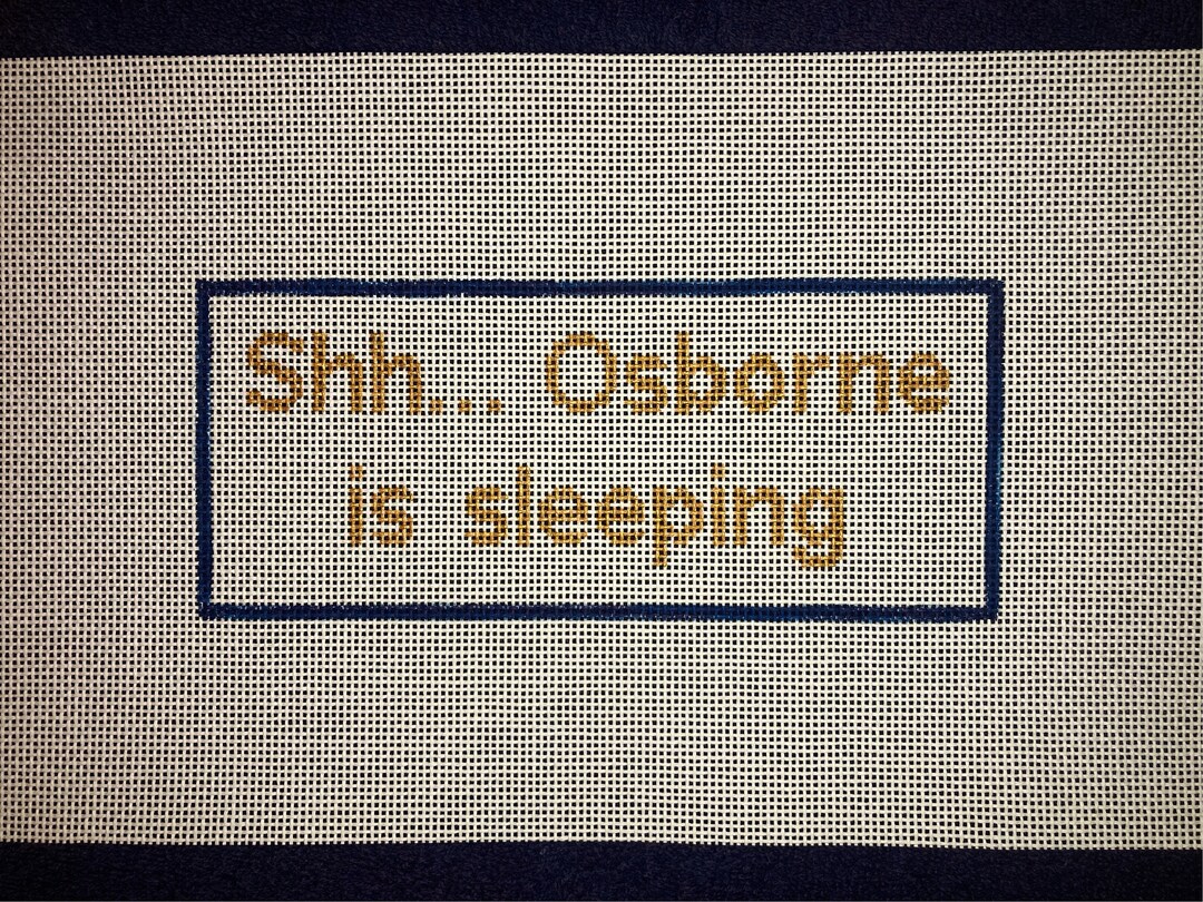 3.5" X 8.5" Customizable Handpainted Needlepoint Canvas, Shh... (name ...