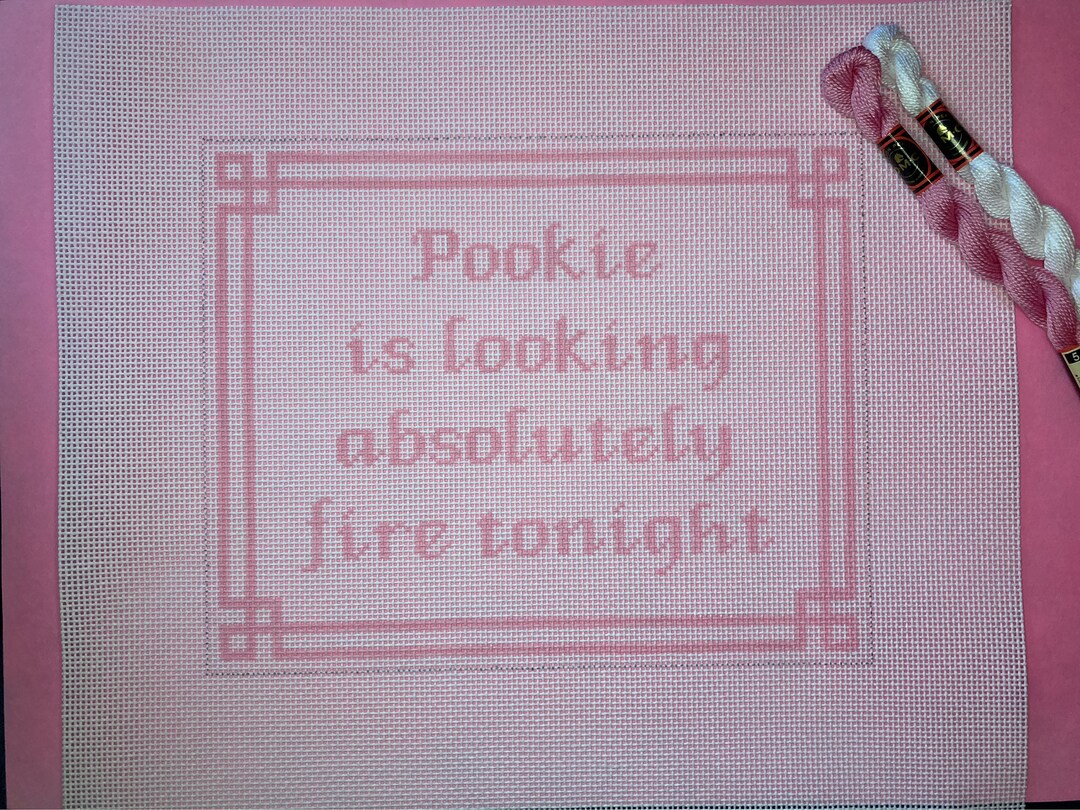 8 X 10 Color Customizable Handpainted Needlepoint Canvas, Pookie is ...