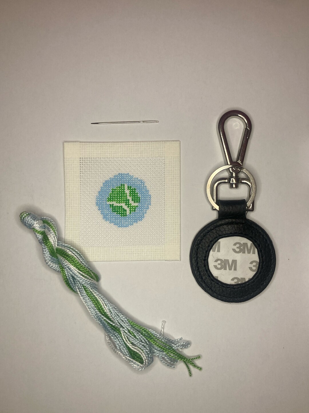 DIY Kit: Handpainted Needlepoint Key Fob Canvas With Leather Fob ...
