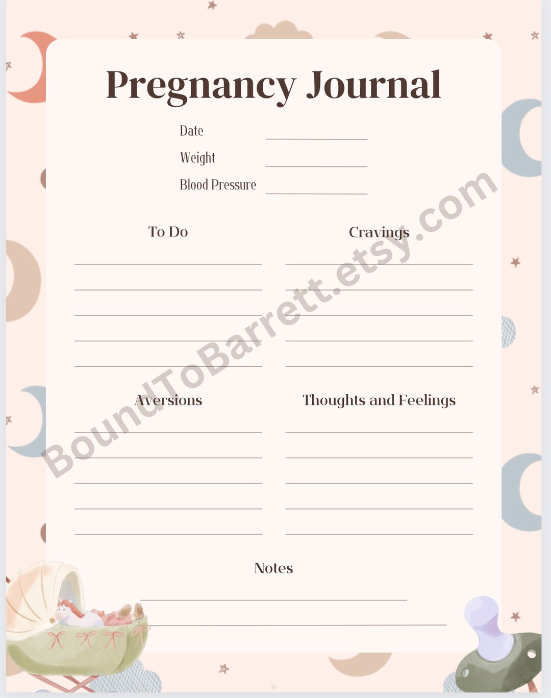 Pregancy Journal Template for Instant Download PNG File Digital ...