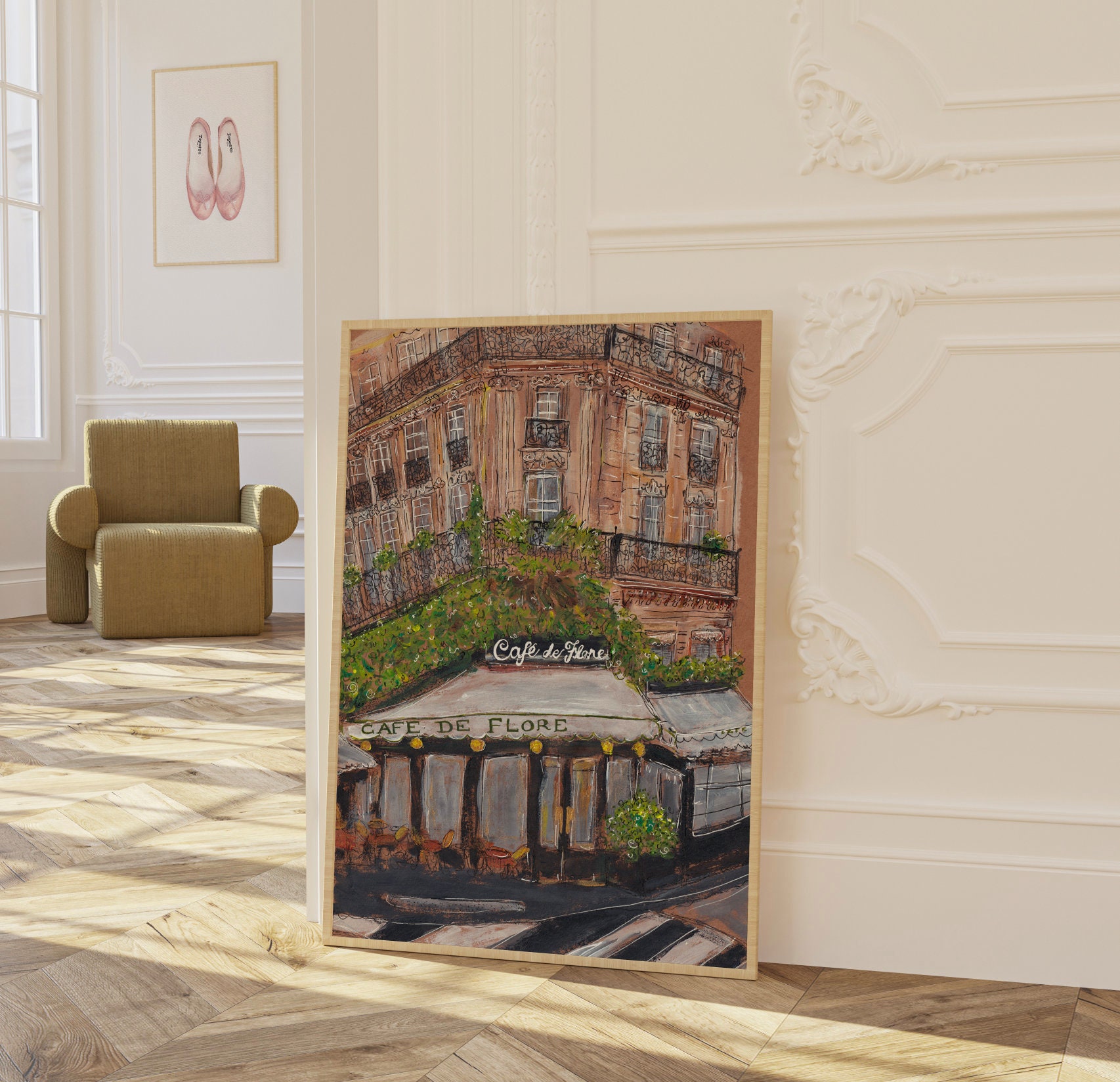 Cafe De Flore Art Print by Laura Cruse, Restaurant Art Print ...