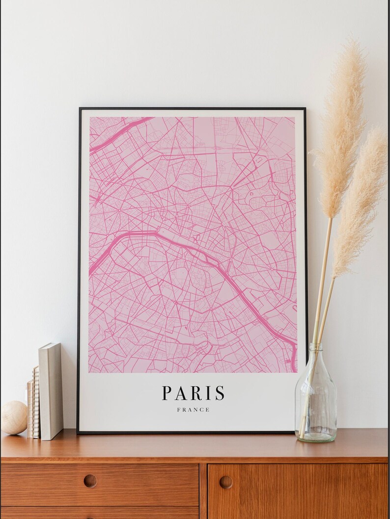 Paris Map Poster, Paris Map Print, Paris Poster Art, Travel Gift, Paris ...