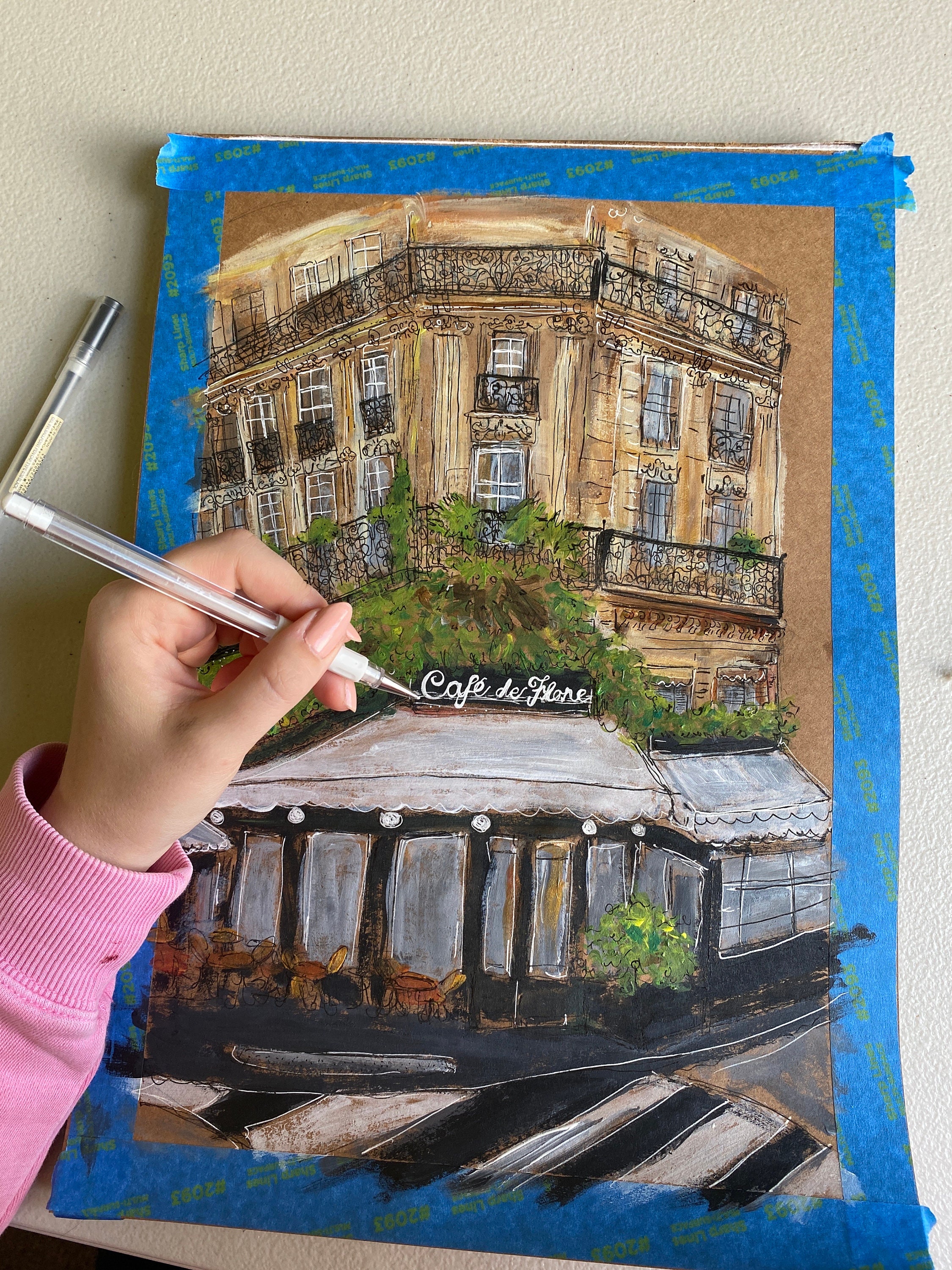 Cafe De Flore Art Print by Laura Cruse, Restaurant Art Print ...