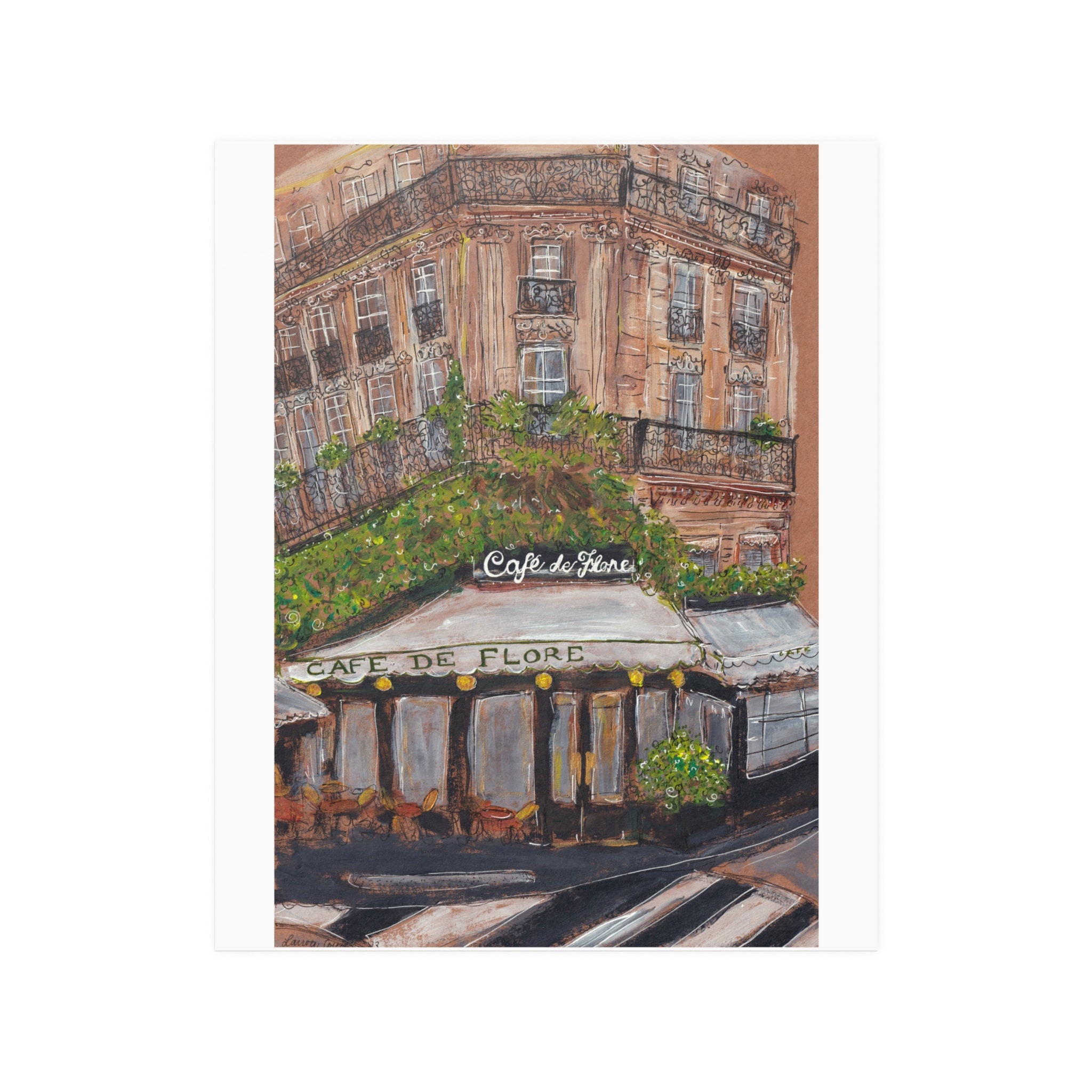 Cafe De Flore Art Print by Laura Cruse, Restaurant Art Print ...