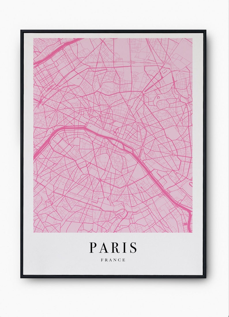 Paris Map Poster, Paris Map Print, Paris Poster Art, Travel Gift, Paris ...