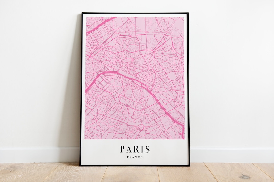 Paris Map Poster, Paris Map Print, Paris Poster Art, Travel Gift, Paris ...