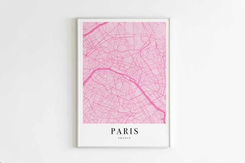 Paris Map Poster, Paris Map Print, Paris Poster Art, Travel Gift, Paris ...