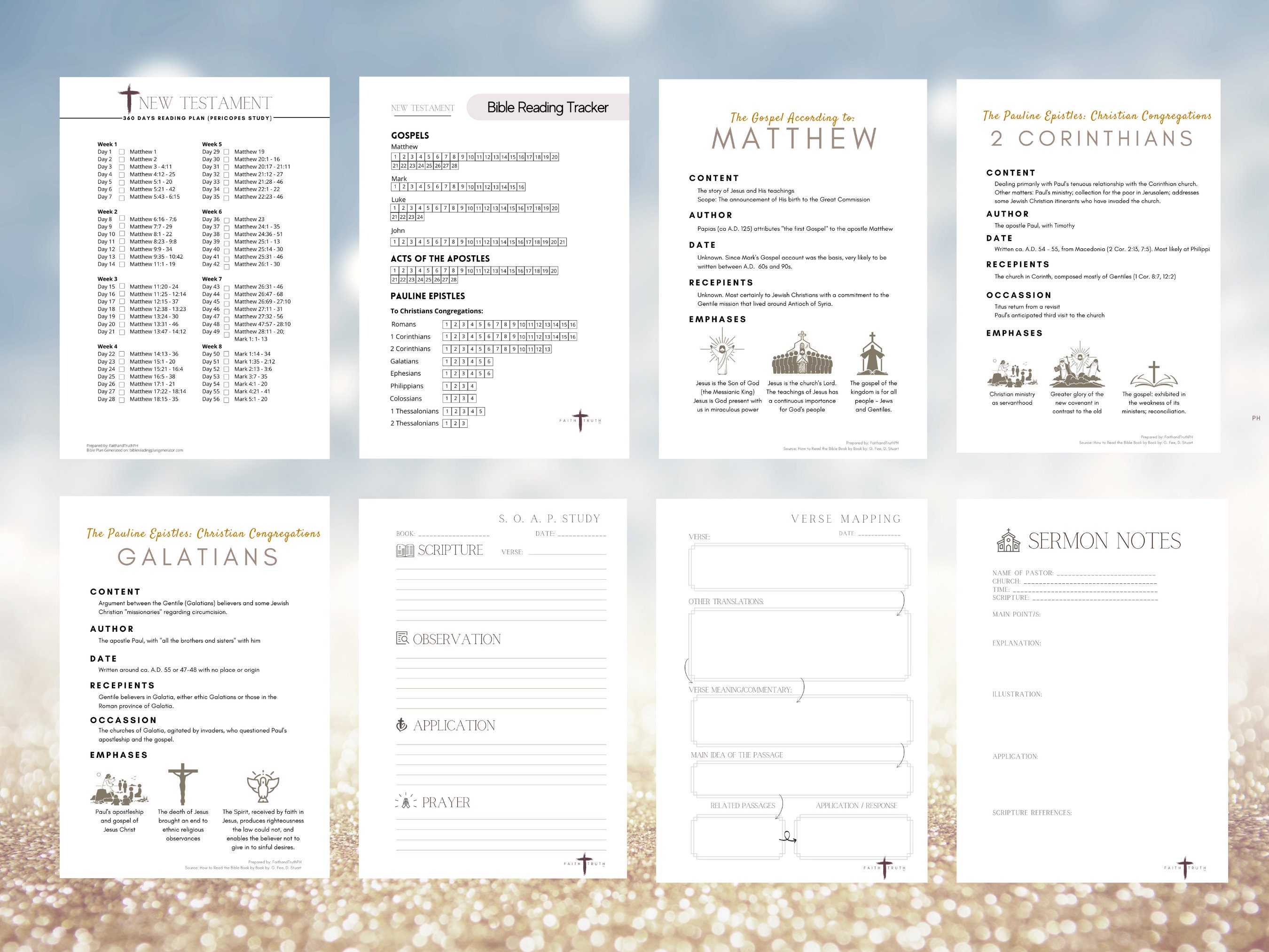 Printable 360 Days New Testament Bible Study Bundle by Pericopes ...