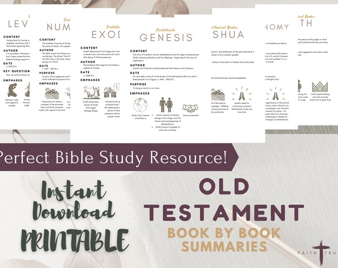 Stackable + Printable Old Testament Book by Book Summaries, Minimalist ...