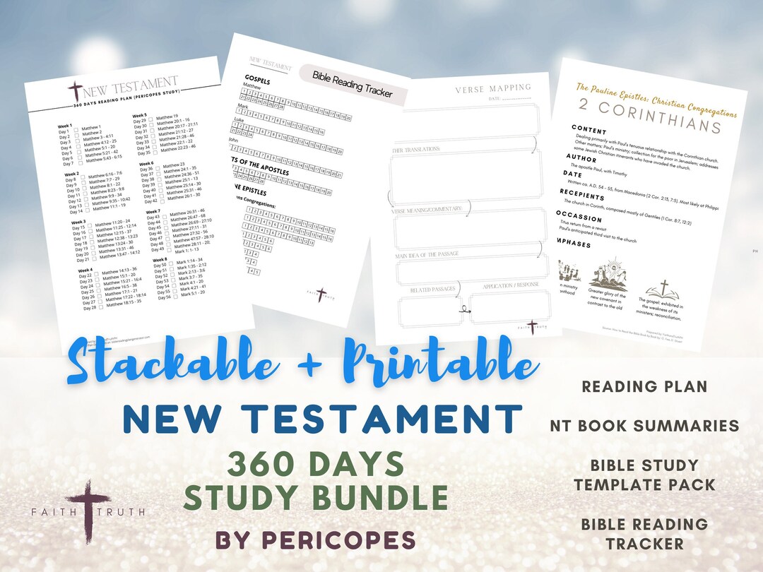 Printable 360 Days New Testament Bible Study Bundle by Pericopes ...