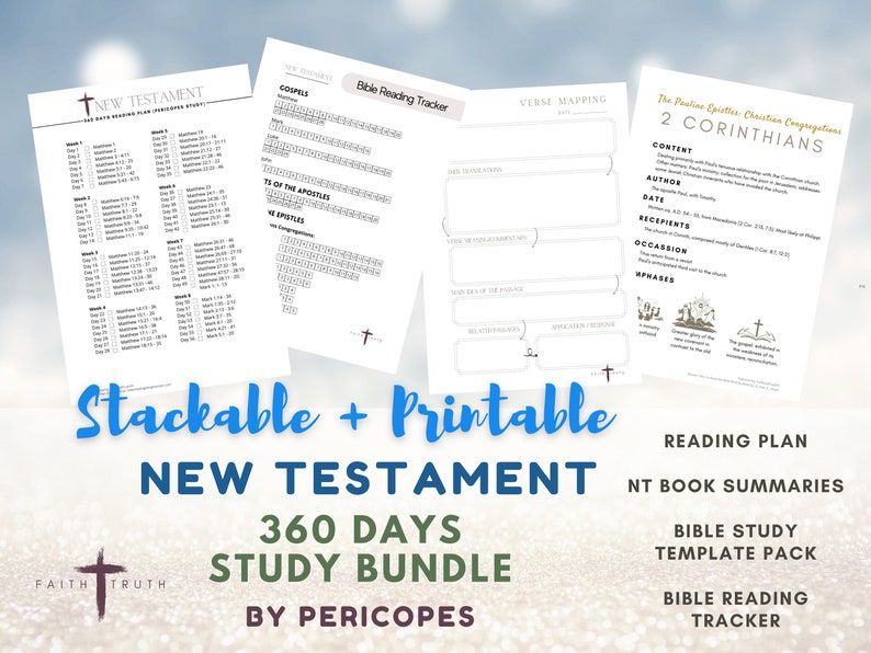 Printable New Testament Bible Study Bundle, Book Summaries (digital ...