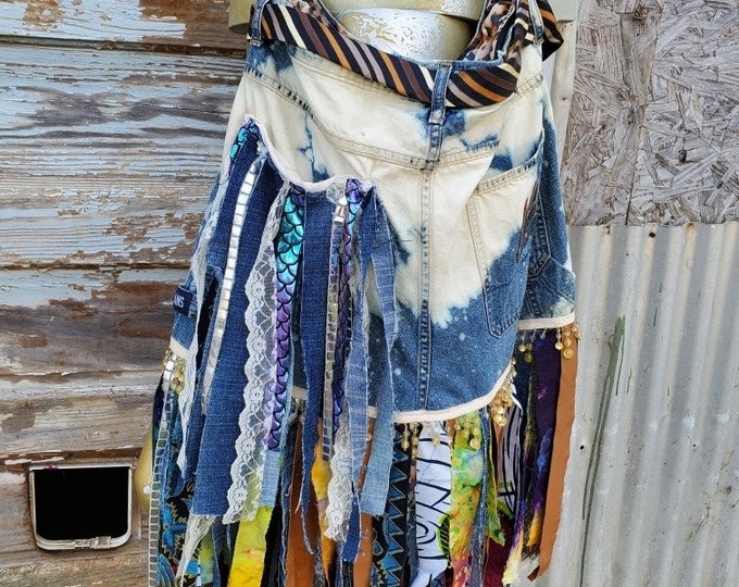Bleached Denim Handmade Fringed Crossbody Bag LARGE - Etsy