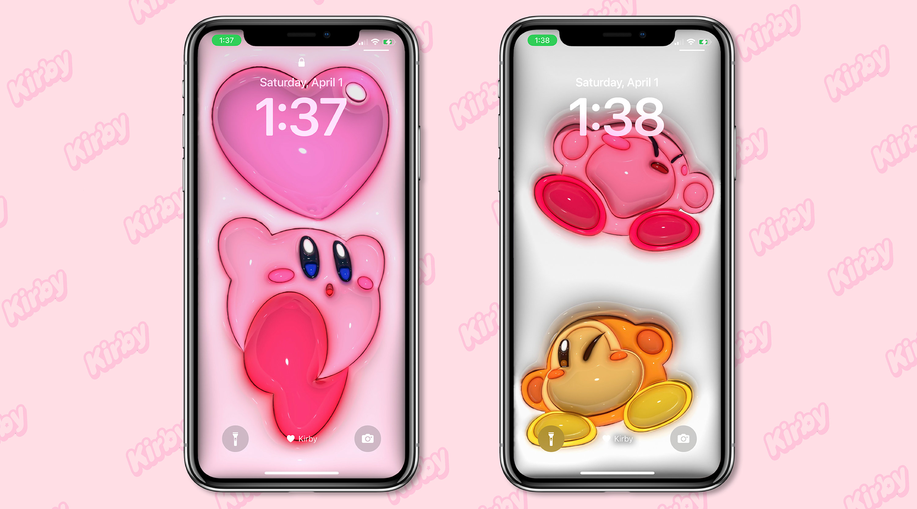Kirby 3D Phone Wallpapers set of 5 Inflated Wallpaper Cute - Etsy UK