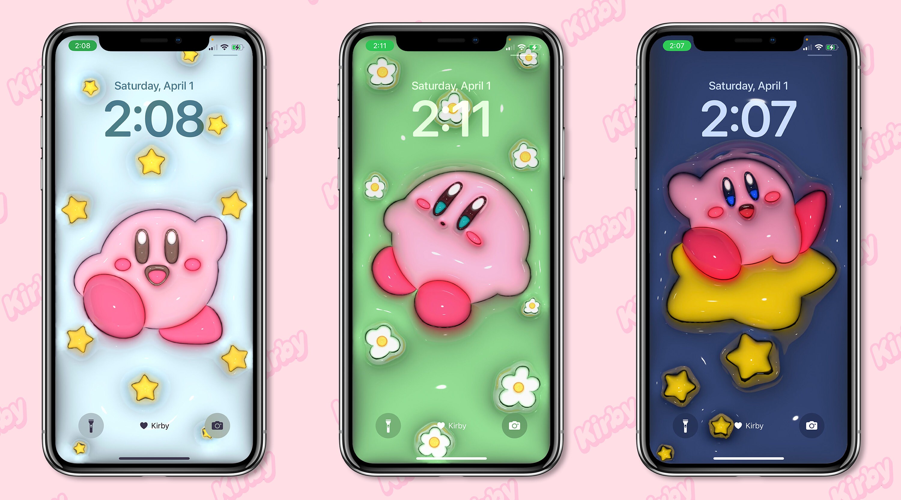Kirby 3D Phone Wallpapers set of 5 Inflated Wallpaper Cute - Etsy UK