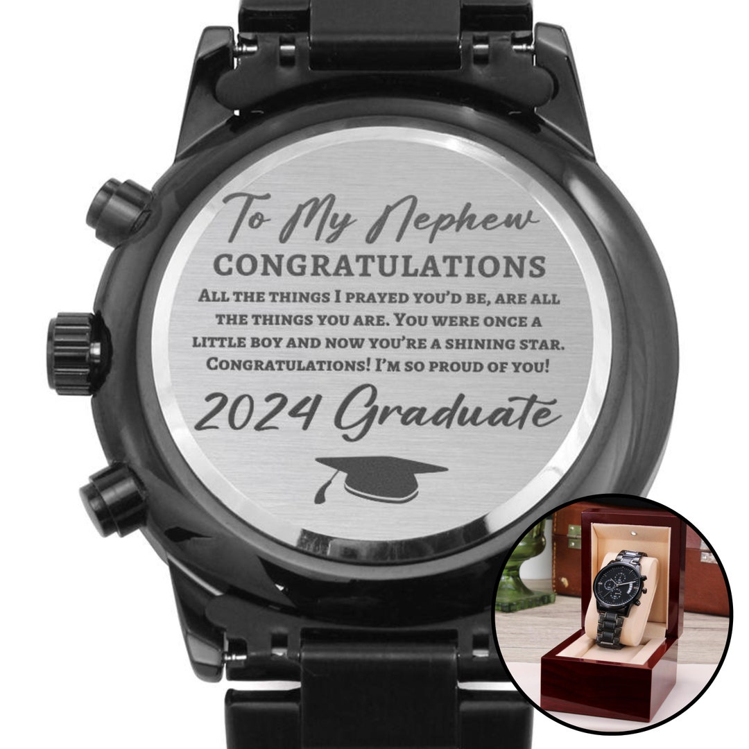 To My Nephew 2024 Graduate Black Chronograph Watch Graduation Gift for ...