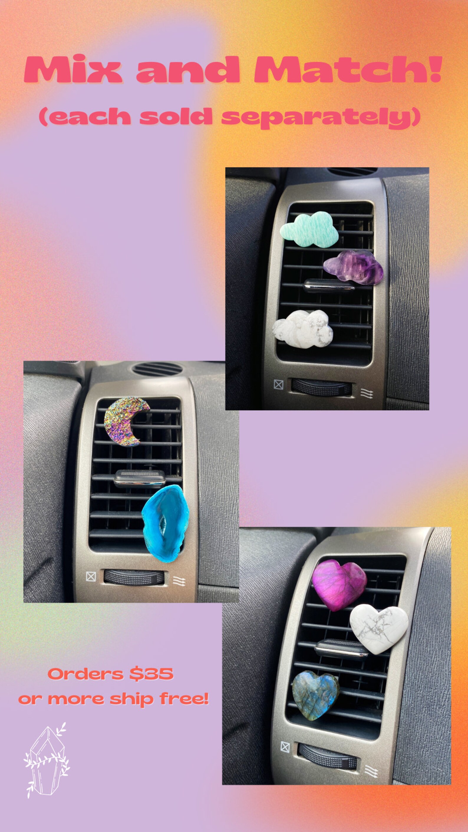 Seashell Car Charms Beach Car Accessories Car Vent Clips Beach Gift ...