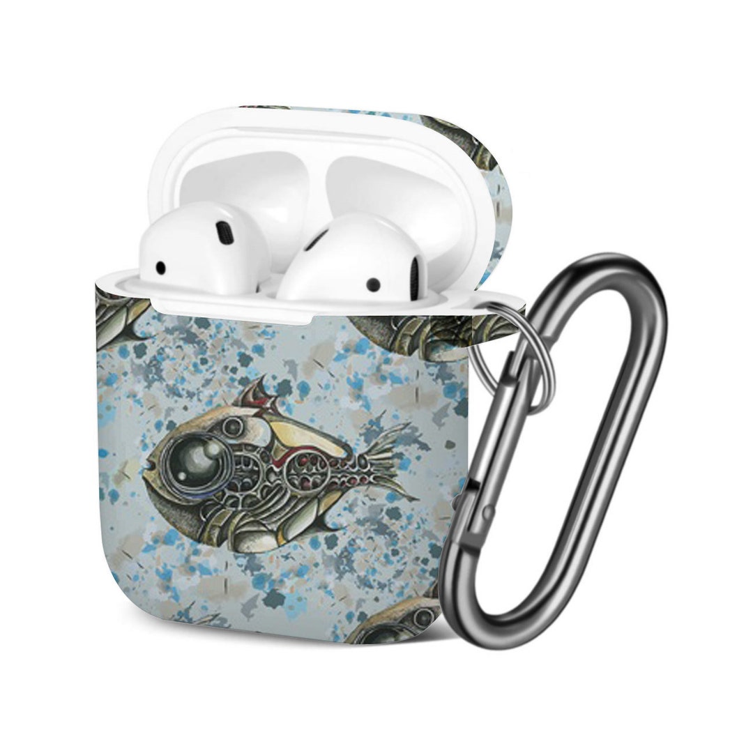 Airpods Case ( 1st / 2nd Gen ), Watercolor Image Fish Style Steampunk ...