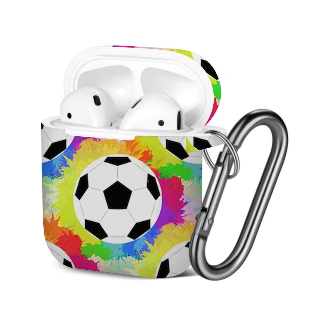 Airpods Case ( 1st / 2nd Gen ), White Soccer Balls Print Pattern, TPU ...