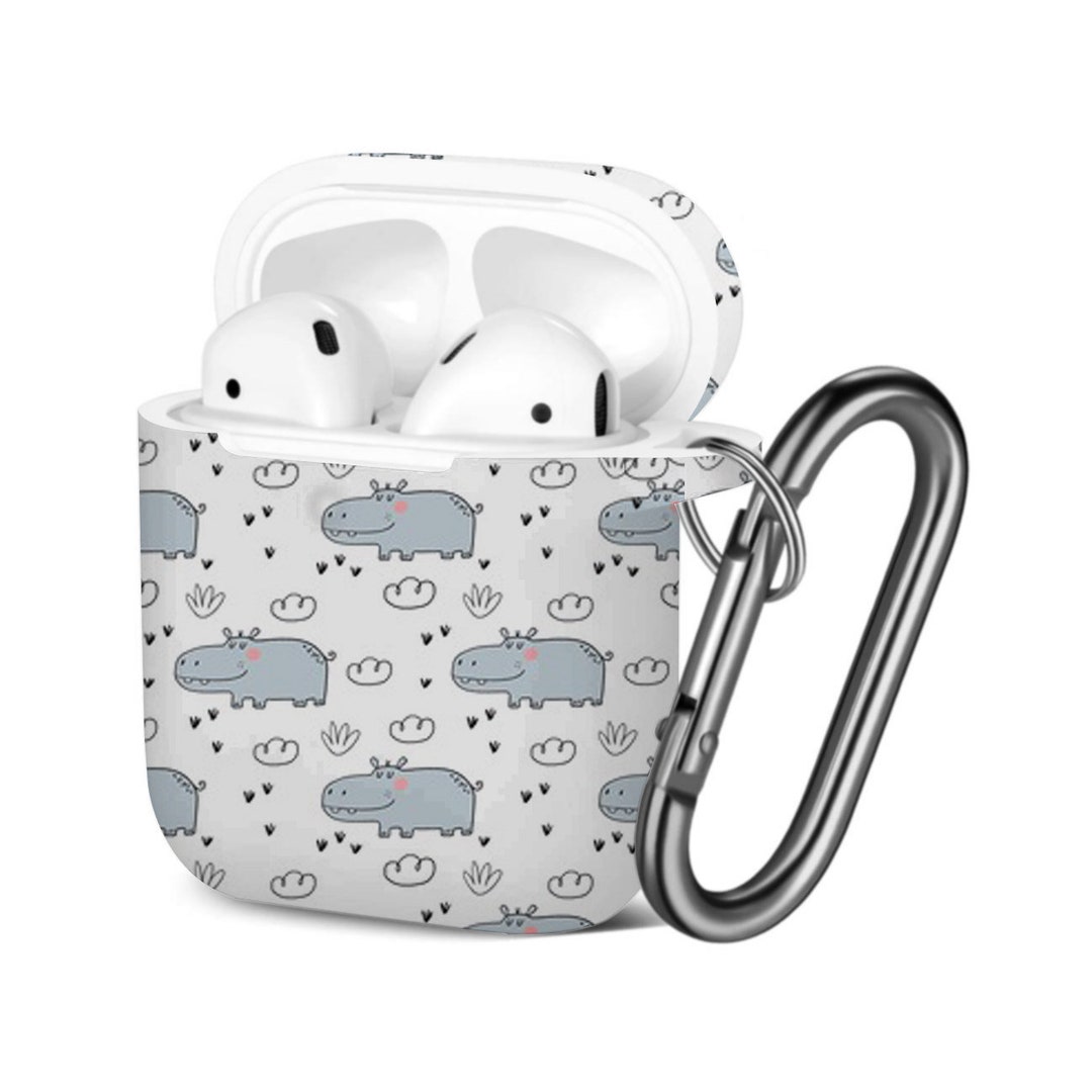 Airpods Case ( 1st / 2nd Gen ), Cute Hippo Print Pattern, TPU ...