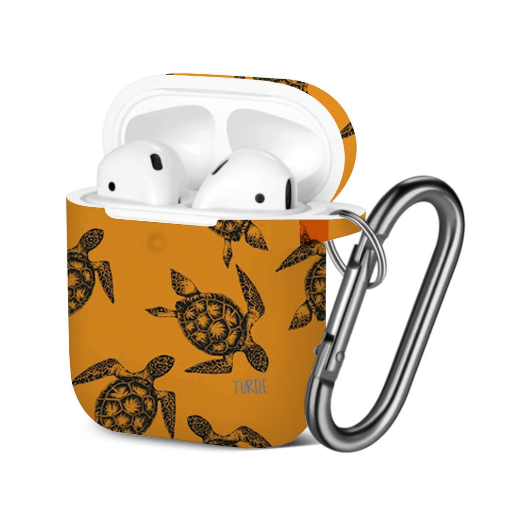Airpods Case ( 1st / 2nd Gen ), Cute Turtles on Yellow Print Pattern ...