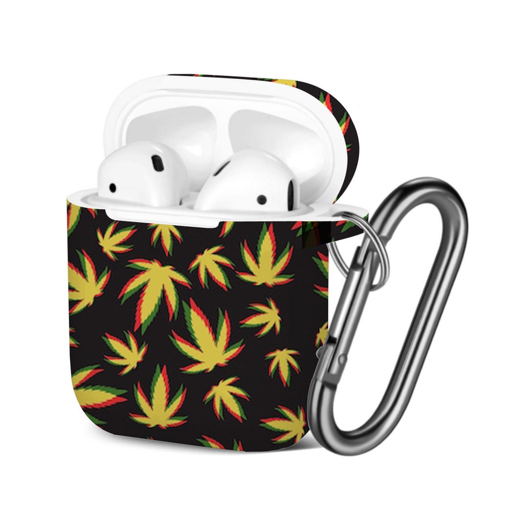 Airpods Case ( 1st / 2nd Gen ), Green Marijuana Print Pattern, TPU ...